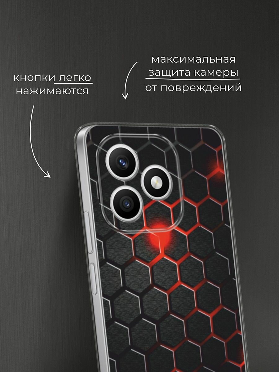 Силиконовый чехол на Honor X8d / Хонор X8d с принтом Фон соты красные — фото 1