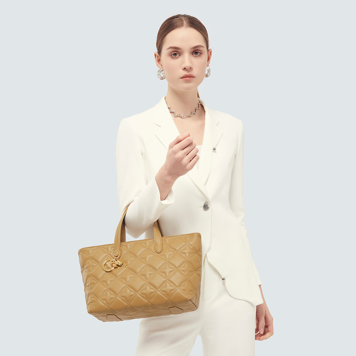 Сумка Pierre Cardin, фактура стеганая, желто-коричневый — фото 1