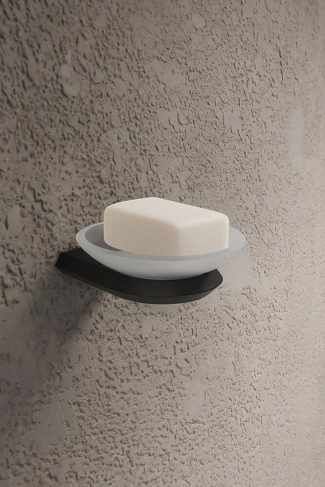 Мыльница Knotlor SD103BL стеклянная, черная
