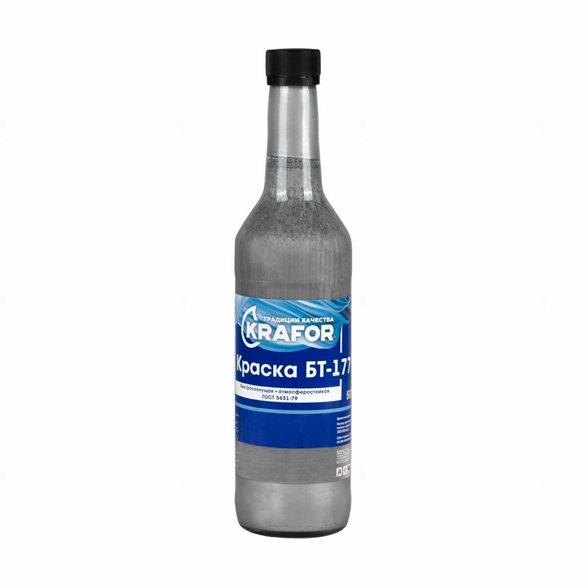 Краска Krafor БТ-177, серебрянка, объем 0.5 л 699