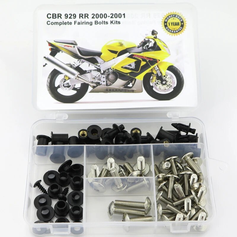 Подходит для Honda CBR929RR CBR 929RR 2000 2001, полный комплект болтов обтекателя, винты, зажимы обтекателя, гайки скорости, покрывающие болты, стальные