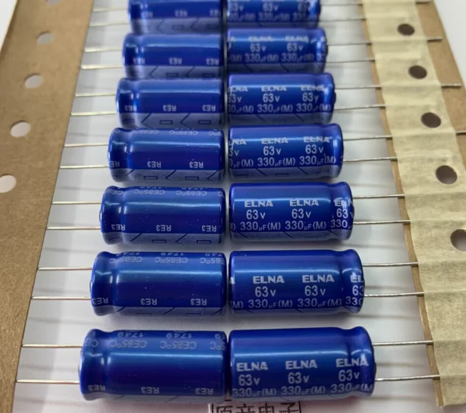 Конденсаторы Elna 63V 330uF, Синий, 10X20 RE3