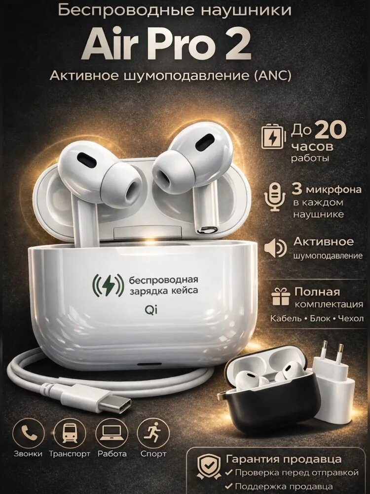 Беспроводные наушники Air Pro 2 с шумоподавлением для телефона