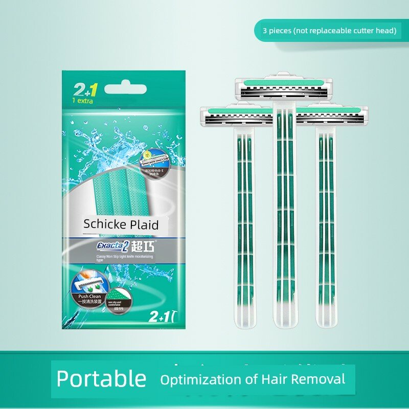 [2-й товар] Набор для путешествий Schick Comfort Razor: легкие бритвы для удаления волос, 3 шт. Зеленый набор из 3 штук