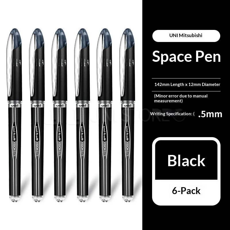 Ручки гелевые Uni Mitsubishi Space Pen, черный, 6 шт