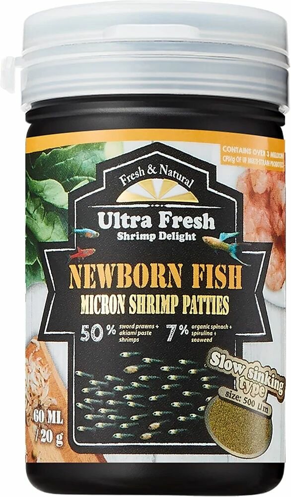 Корм для мальков аквариумных рыб Ultra Fresh Newborn Fish Micron Shrimp Patties,20г