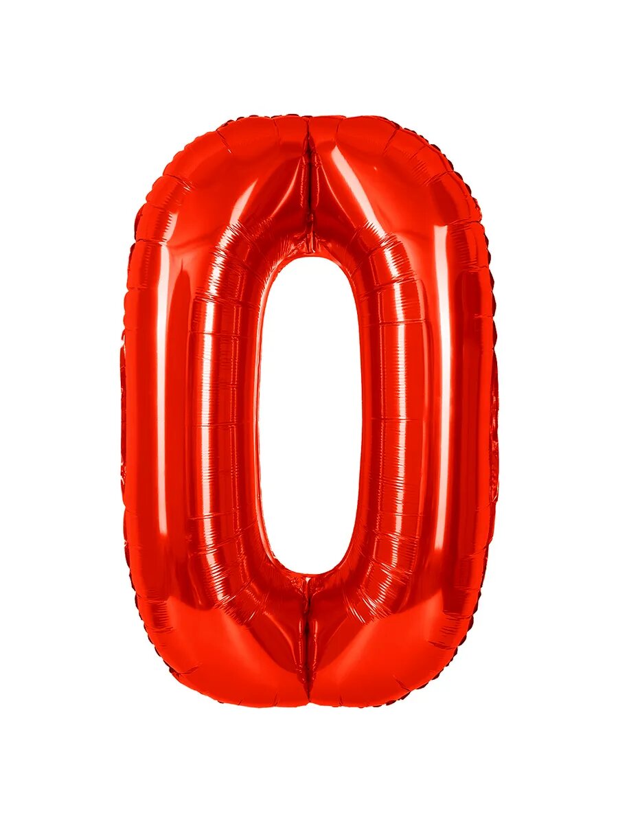 Шар (40'/102 см) Цифра, 0, Красный, Металлик, 1 шт. в уп.