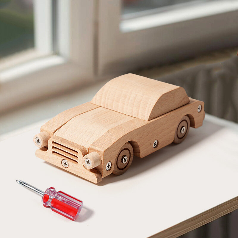 Деревянная DIY-игрушка-сборка автомобиля с гайками и болтами для детей - Образовательный конструктор с винтами,
