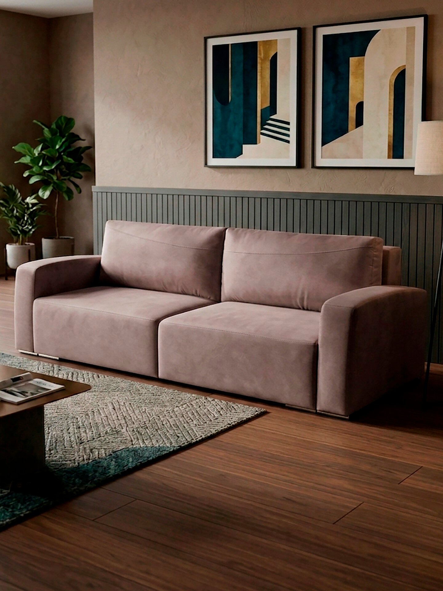 Диван Окленд Лайт Velutto 37 GF 236x102x95 см, бежевый Велютто, еврокнижка GOODFORM