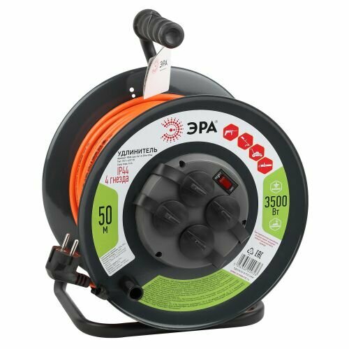 Удлинитель на метал. катушке 4х50м с заземл. 16А IP44 RMx-4es-3х1.5-50m-IP44 ПВС 3х1.5 Эра Б0046852