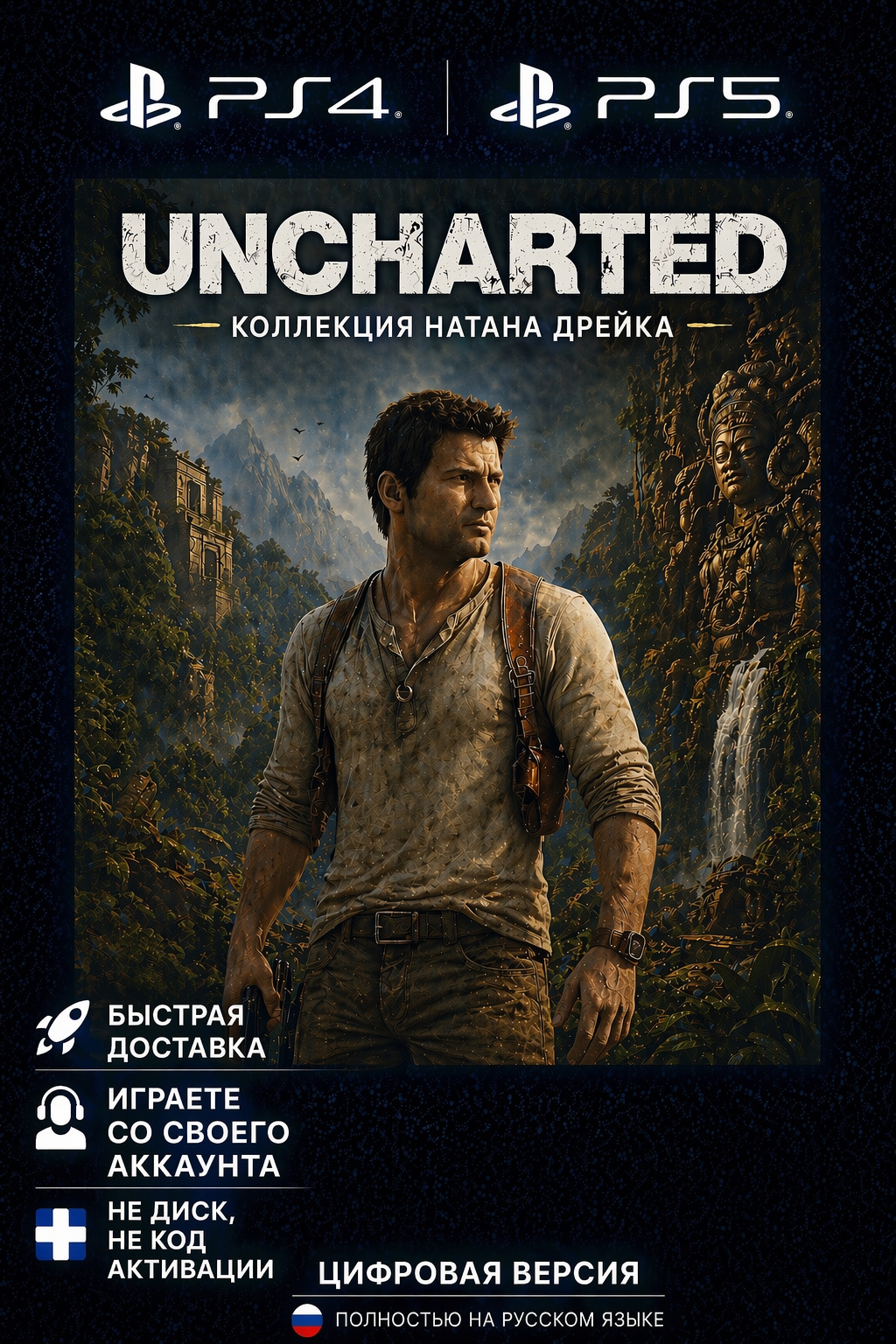 Игра Uncharted: The Nathan Drake Collection (Коллекция Натана Дрейка) для PlayStation 4/5 (PS4/PS5)
