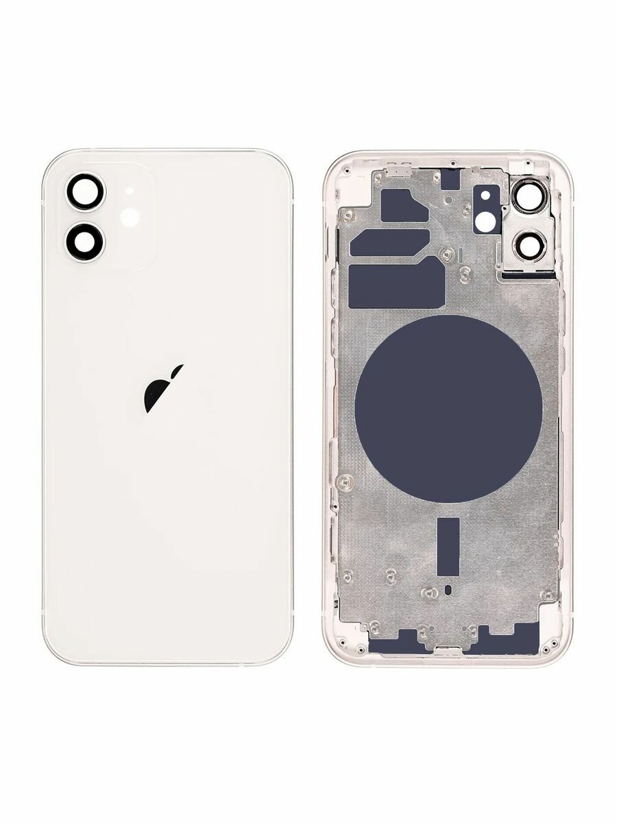 Задняя крышка (корпус) с рамкой для iPhone 12, полный комплект для замены, цвет: Белый