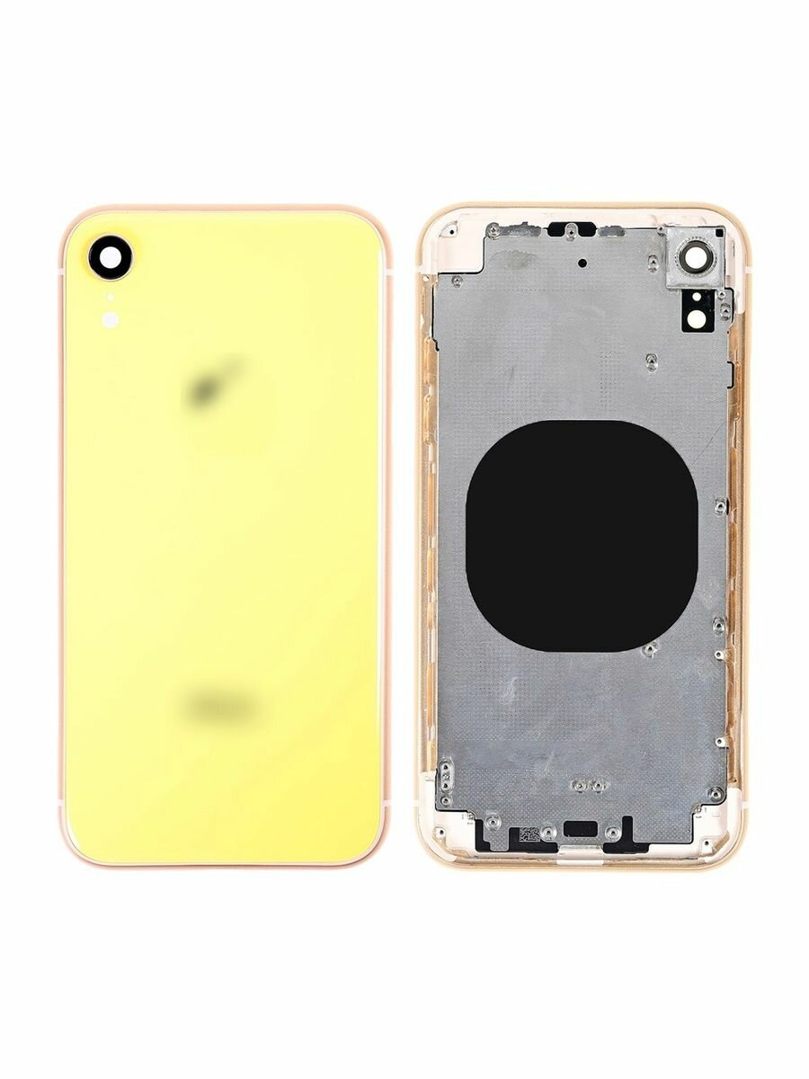 Задняя крышка с рамкой для iPhone XR в сборе, замена корпуса, полный комплект, цвет Жёлтый