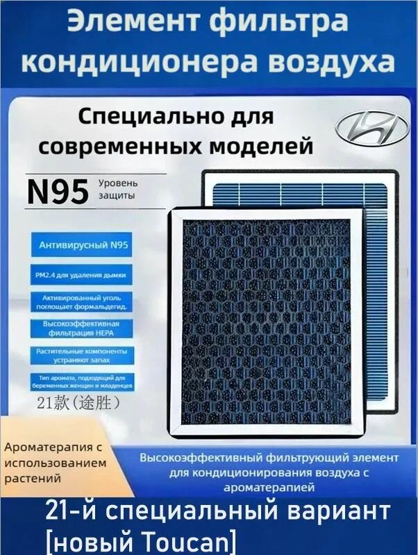 Фильтр салонный арт. Салонный фильтр ароматизированный для Hyundai Tucson NX4 2021, 1 шт.