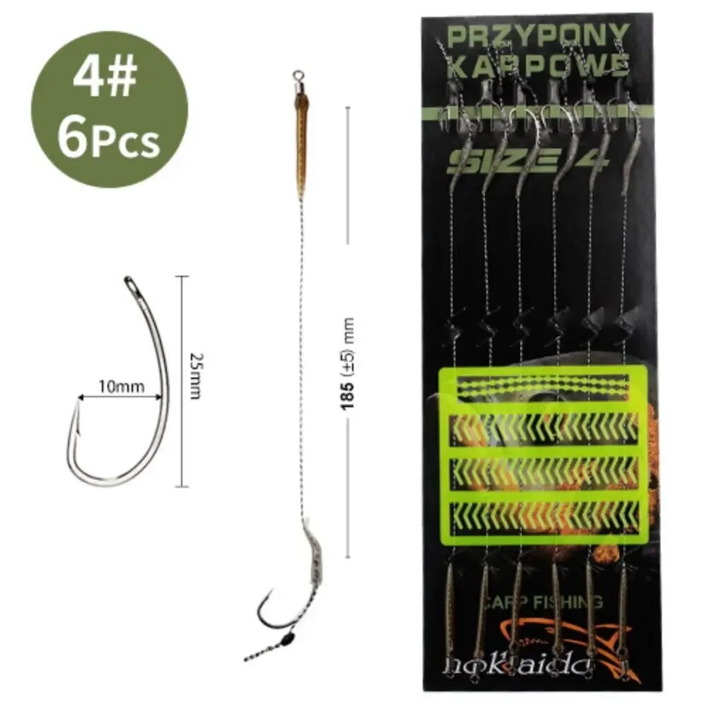 Крючки для карпа BLACKON 4#, 6 шт, Color: 6pcs WBLB-4