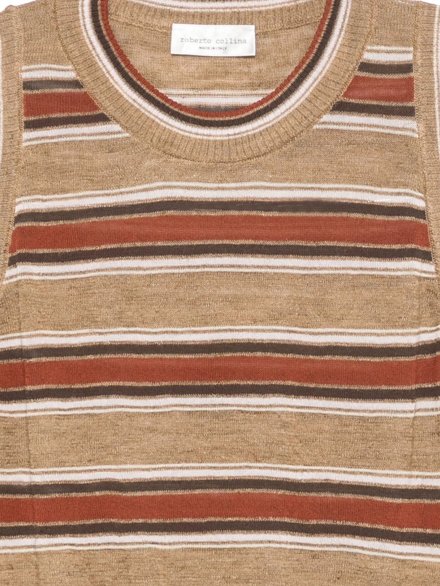 Топ Roberto Collina Striped knitted tank top, размер 40, brown — фото 1