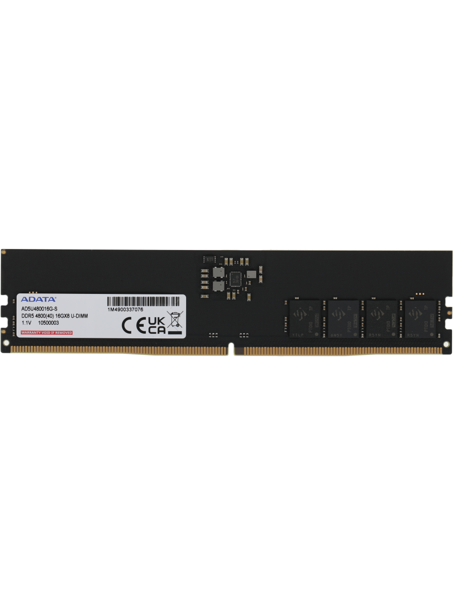 Память DDR5 16GB 4800MHz A-Data AD5U480016G-S RTL PC5-38400 CL40 DIMM 288-pin 1.1В single rank RTL