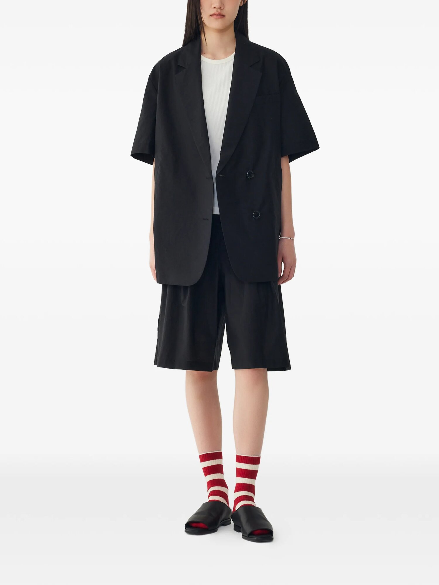 Куртка STUDIO TOMBOY Short-sleeve oversized jacket, размер S, black/black — фото 1