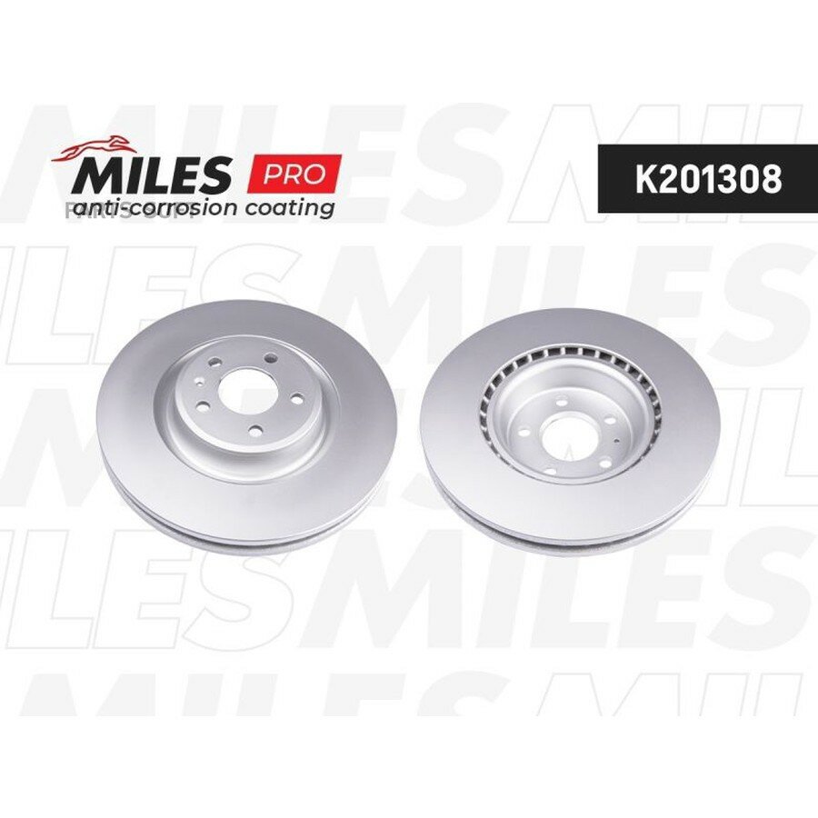 MILES K201308 Диск тормозной передний вентилируемый AUDI A4/A5/A6/A7/Q5/ c 2008- Porche Macan c 2014- D=345 мм. ()
