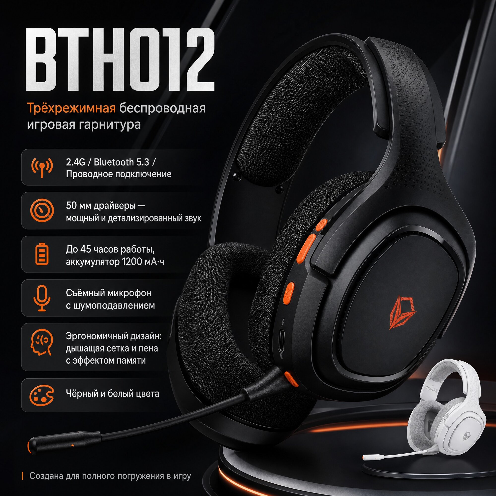 Meetion Wireless Esports Игровые наушники с 3D-саунд-звуком и съемными функциями подавления шума