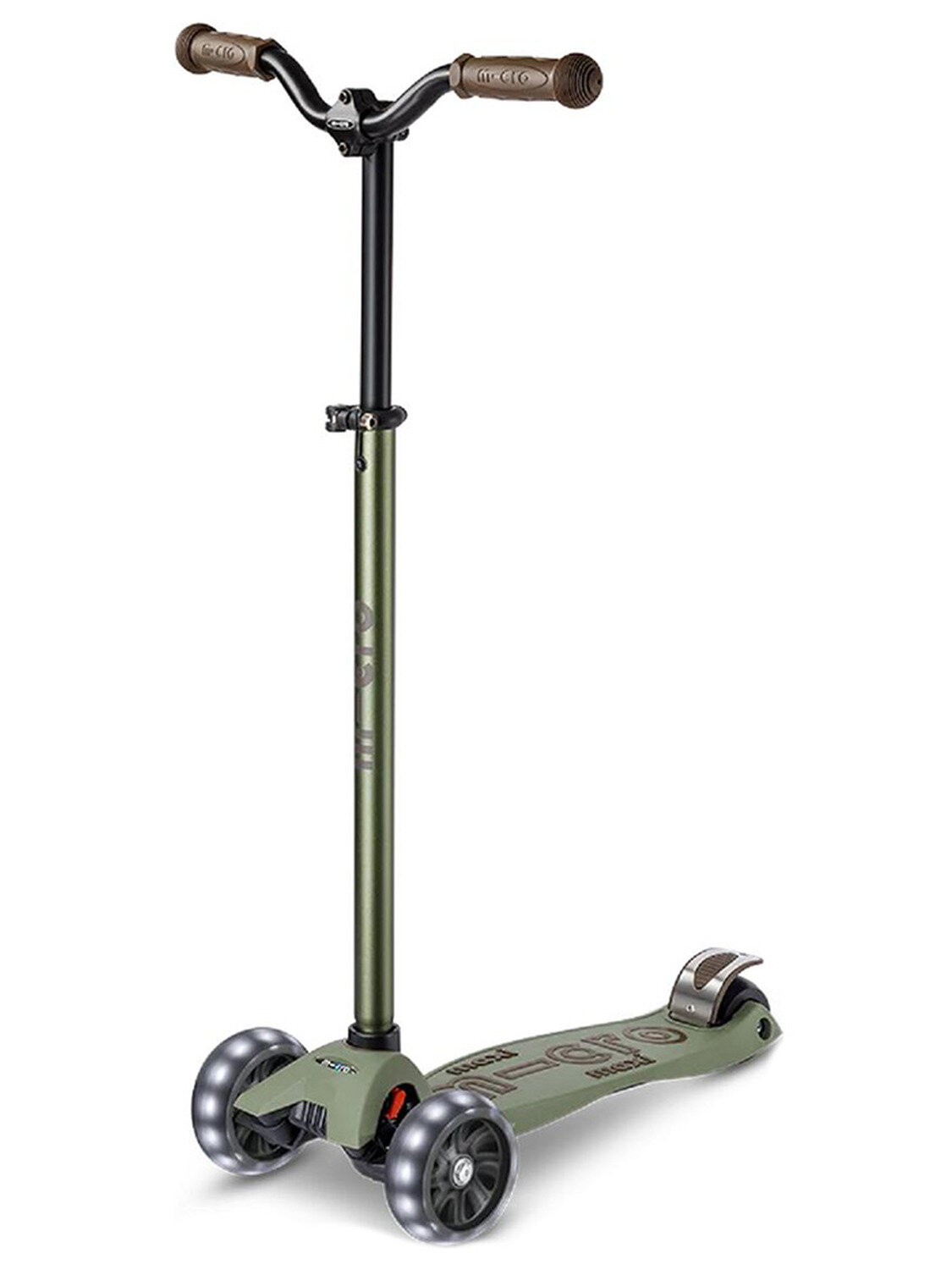 Самокат Micro Maxi Deluxe Pro Led Оливковый 2026 Хаки, для детей , Хаки