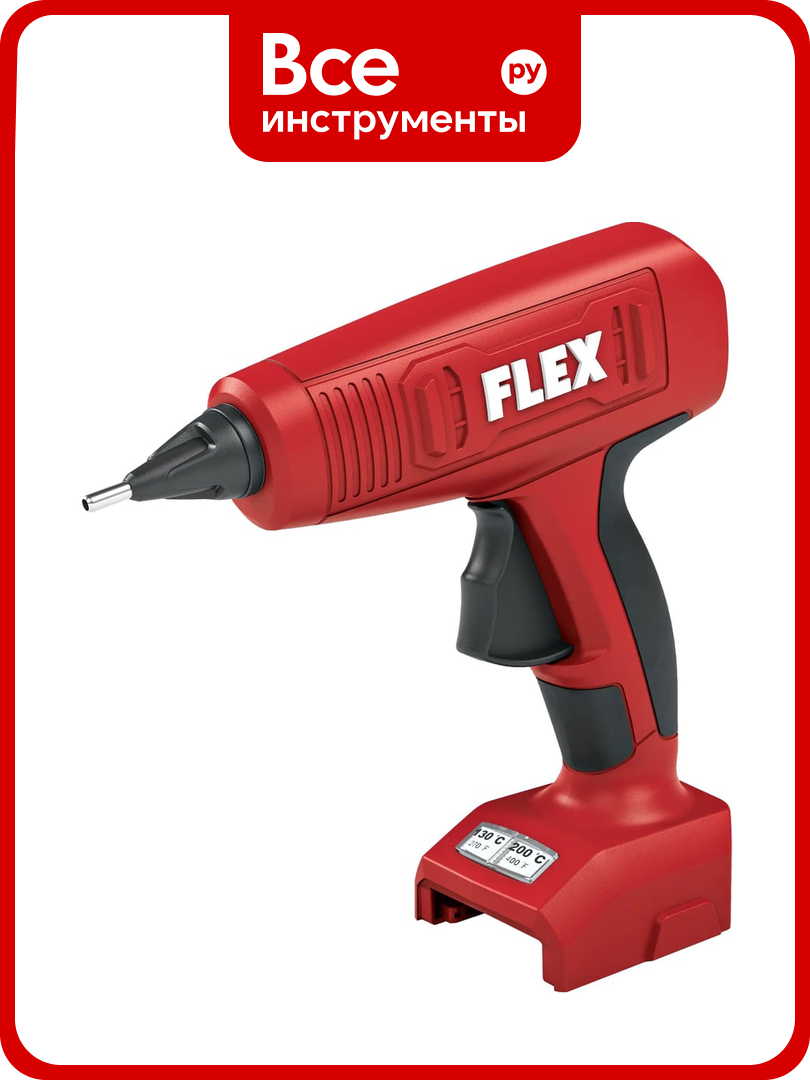 Аккумуляторный клеевой пистолет FLEX GG 200 18 531737, для многих работ крепления штукатурных плит плинтусов, резиновый