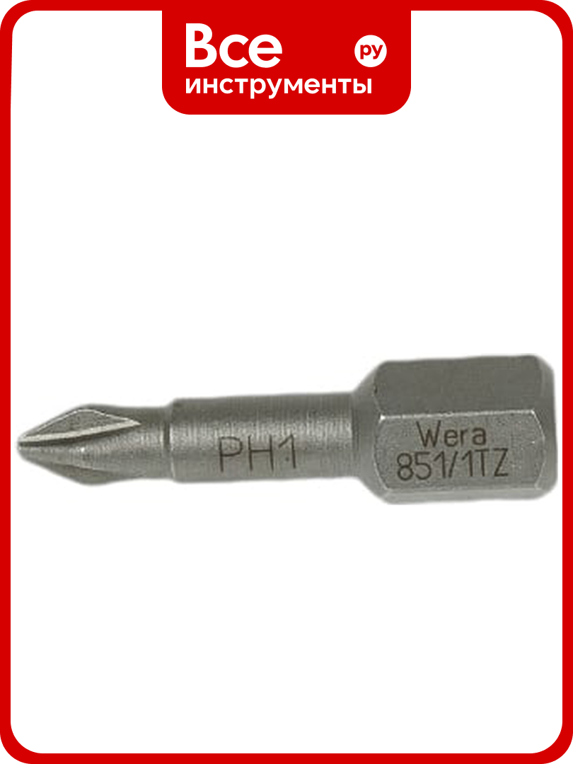 Бита Phillips PH1 для шуруповерта, стальная односторонняя, хвостовик 1/4‑в, совместимость