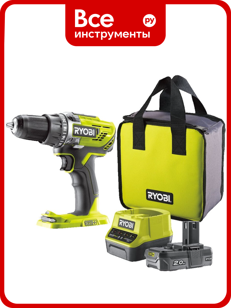 Компактная дрель-шуруповерт Ryobi ONE+ R18DD3-120S 5133003347