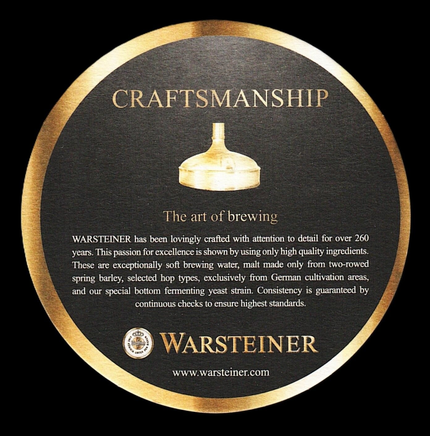 Бирдекель (костер) Германия Warsteiner Craftsmanship (подставка под пивной бокал)