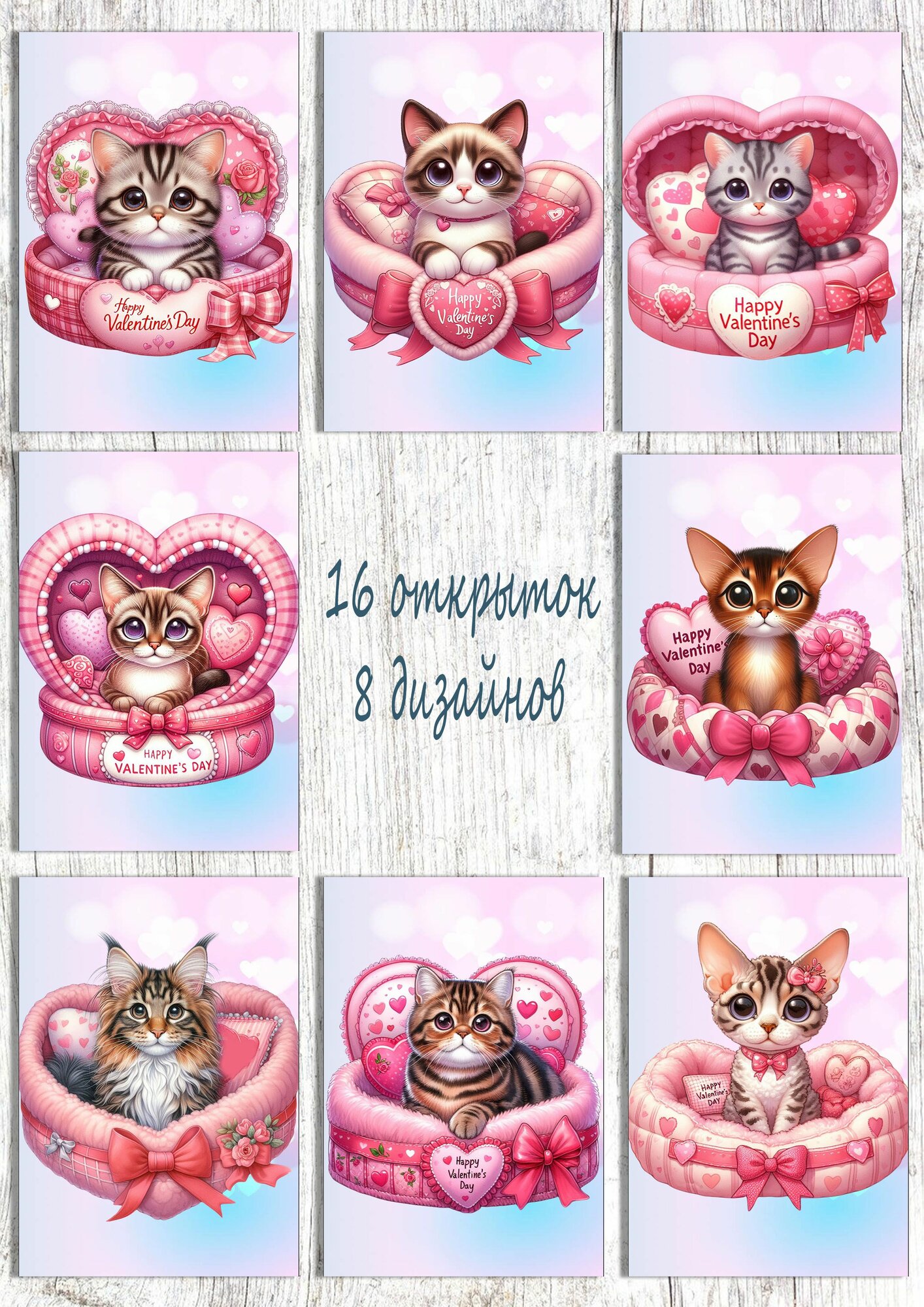 Открытки для любимых, 16 штук