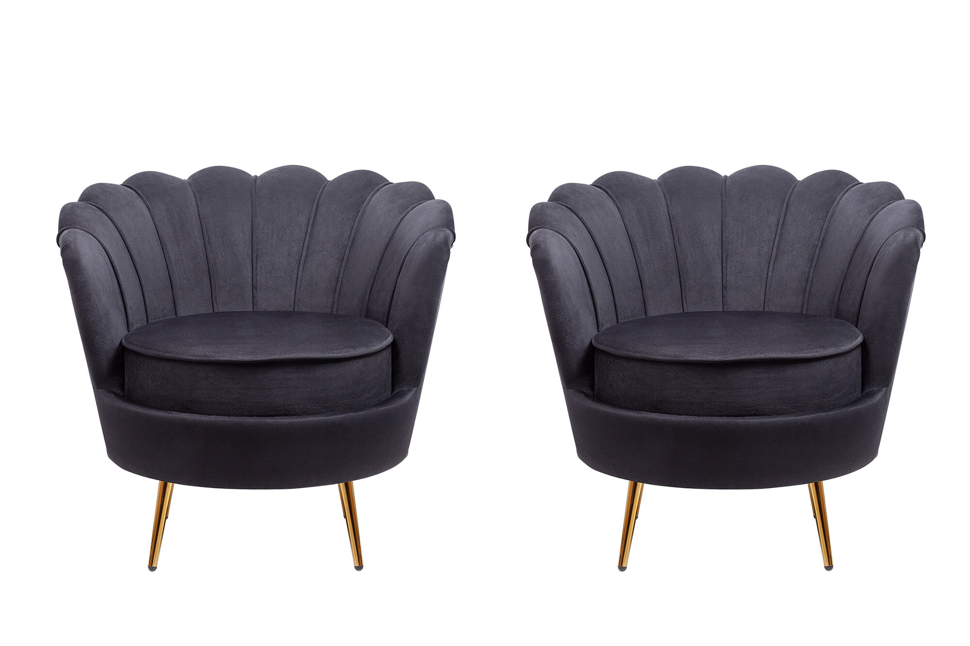 Комплект кресел Mak-interior "Ракушка Pearl black", черный велюр