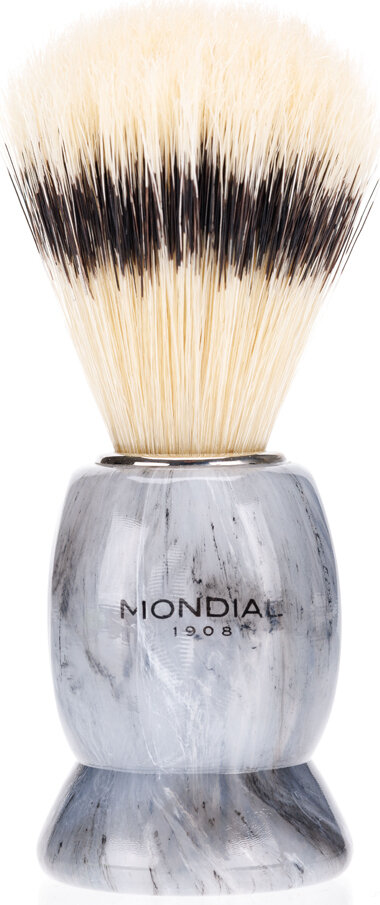 MONDIAL Помазок для бритья с ворсом кабана, серый мрамор Shaving Brush Hog Gray Marble