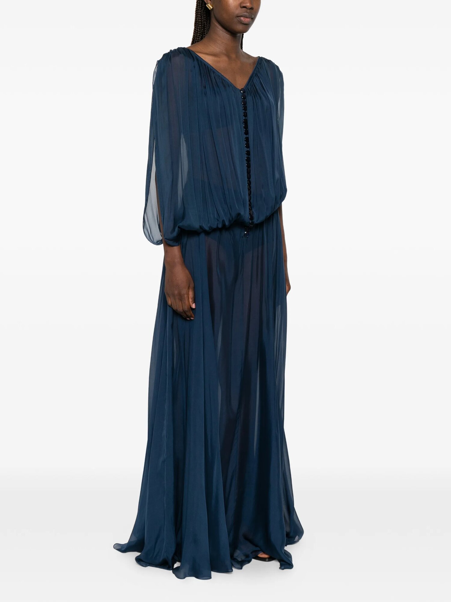 Платье DUNESI Sheer button-front dress, размер 42, синий — фото 1