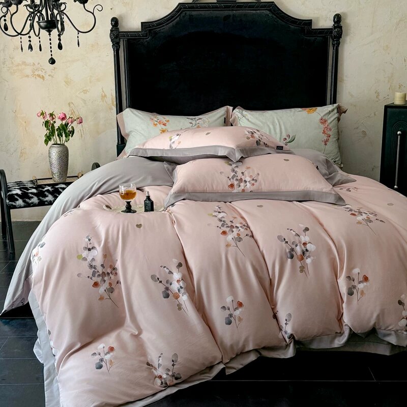 Легкий роскошный стильный комплект из чистого хлопка Tencel из хлопка Tencel, состоящий из четырех предметов,