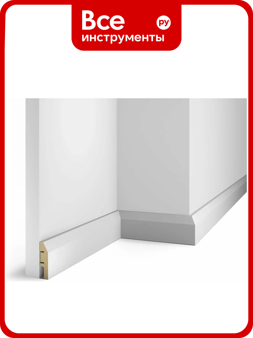 Плинтус COSCA DECOR AP04 под покраску, белый, 60x16x2400 мм, МДФ, с пазом СПБ077578