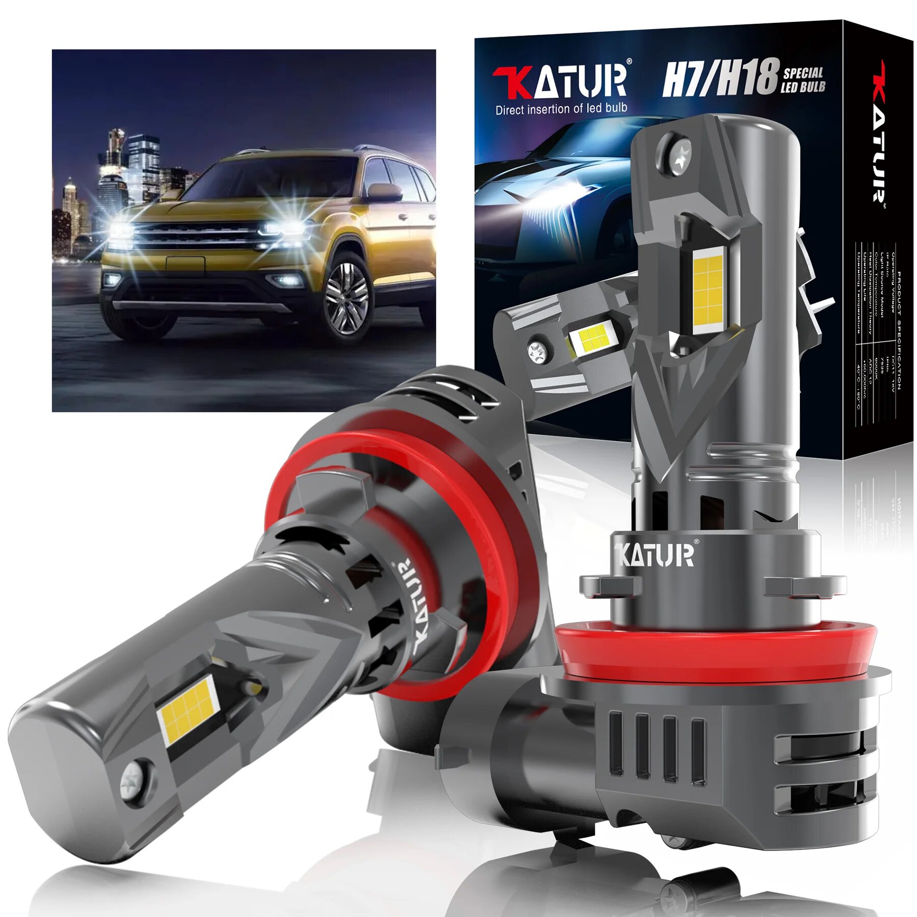 Katur 2x H8 H11 Светодиодный автомобильный фонарь Новый 100W 20000LM Светодиодный Canbus Turbo Противотуманная фара 6000K 12V.