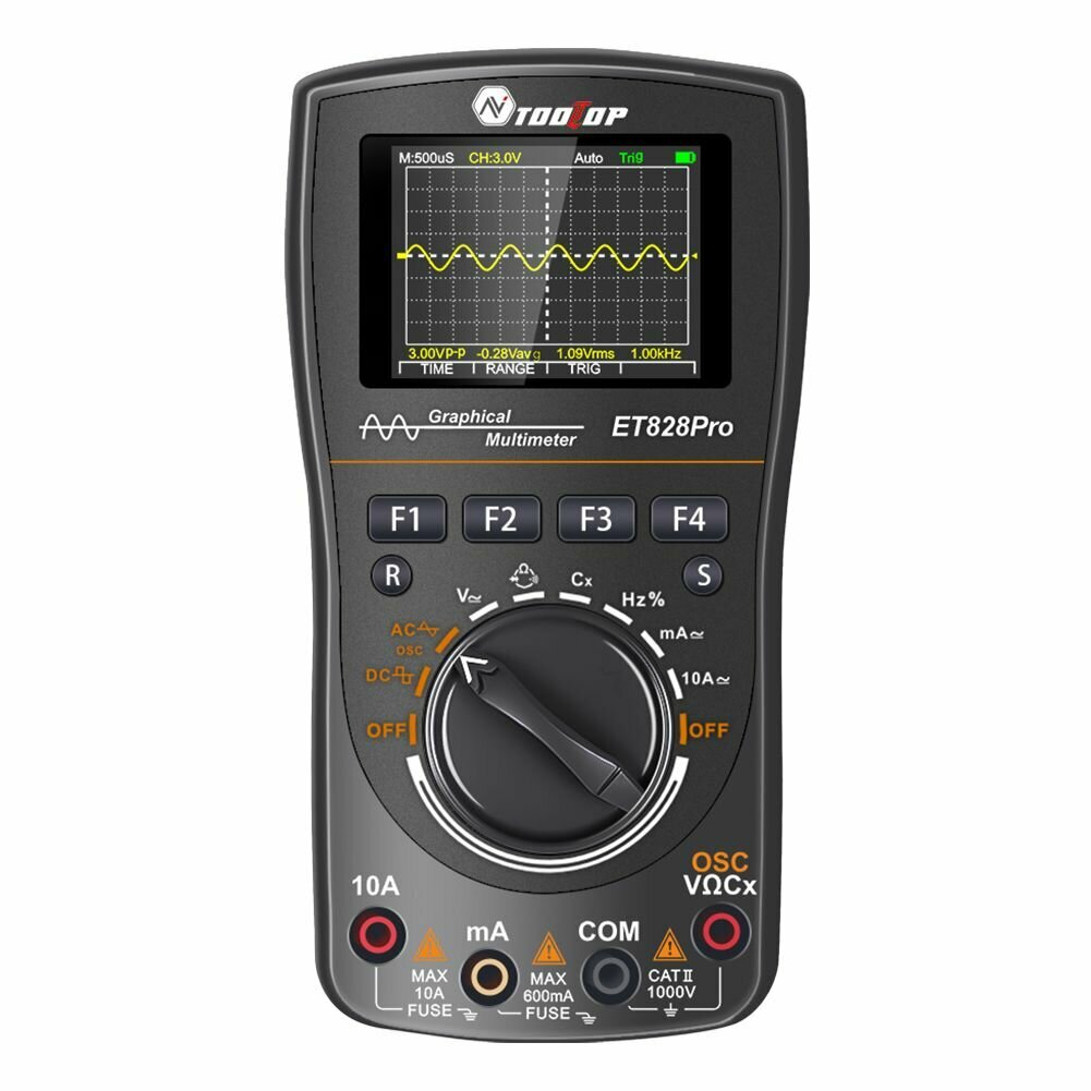 Осциллограф-мультиметр ET828Pro, 10 МГц, 50 Мсэмпл/с, True RMS, 6000 отсчётов