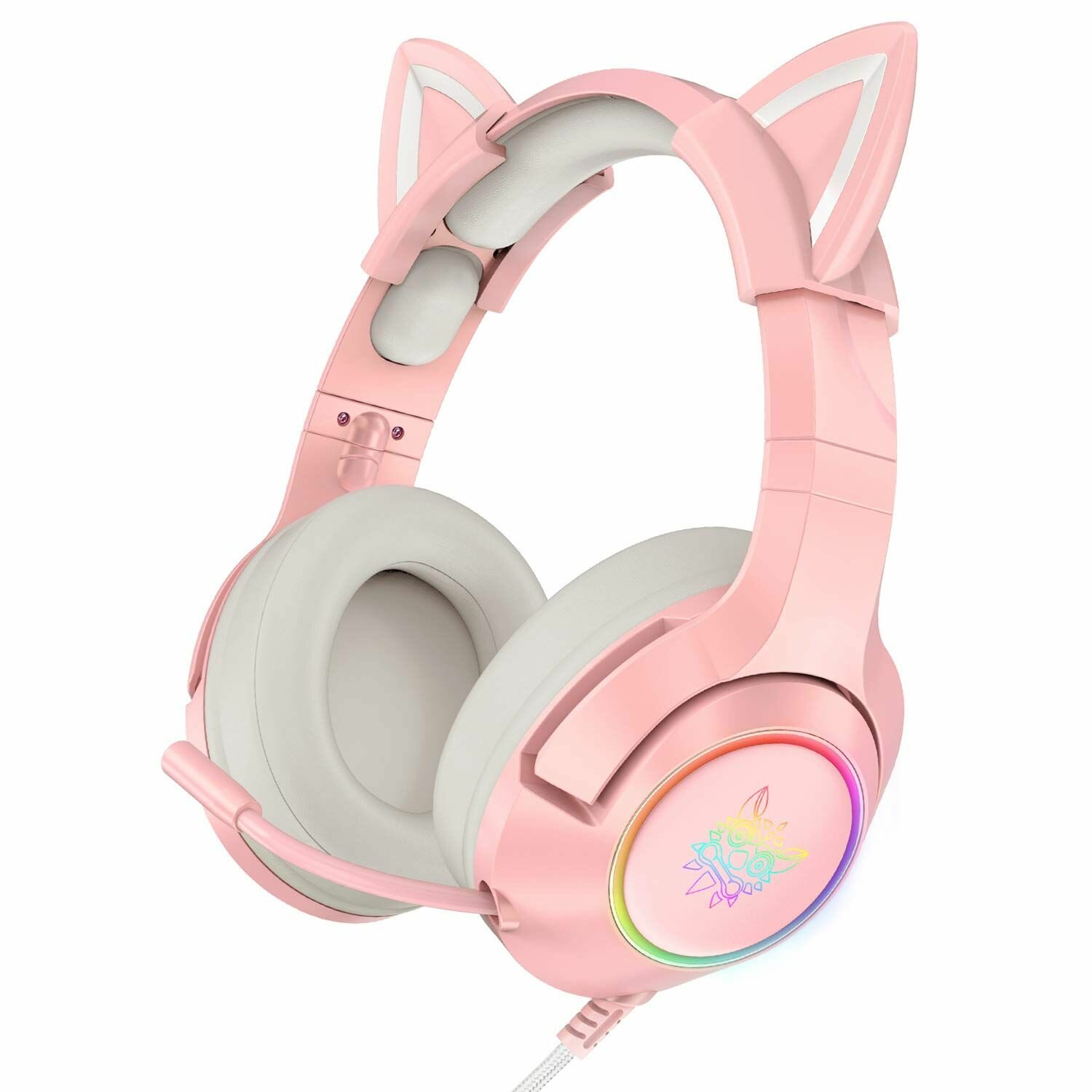 ONIKUMA Наушники проводные с микрофоном, USB Type-C, светло-розовый