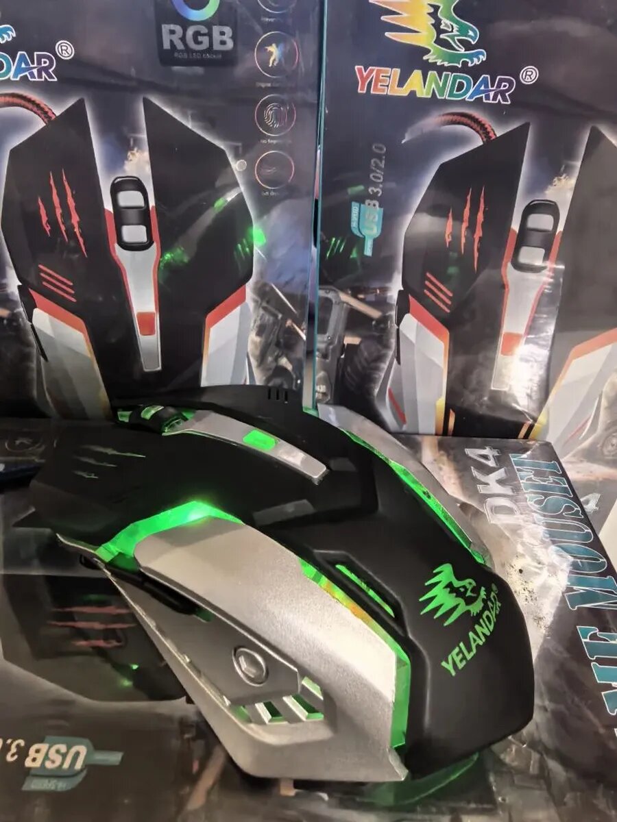 Игровая мышь Yelandar DK4 RBG DPI1200-6000 проводная