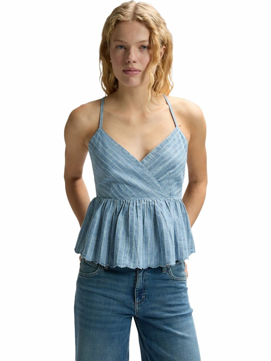 Майка PEPLUM CAMI INDIGO STRIPE DOBBY