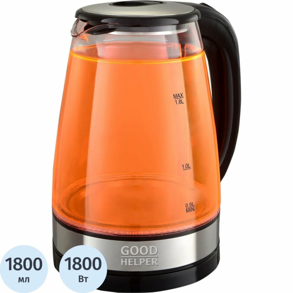 Чайник GOODHELPER KPG-1810 Orange, электрический, 2171324