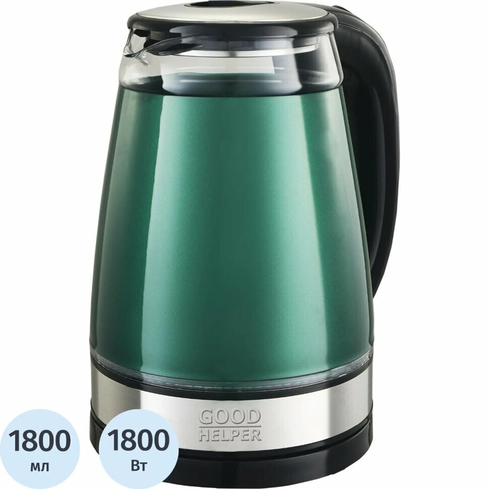 Чайник GOODHELPER KPG-1811 Green, электрический, 2171325