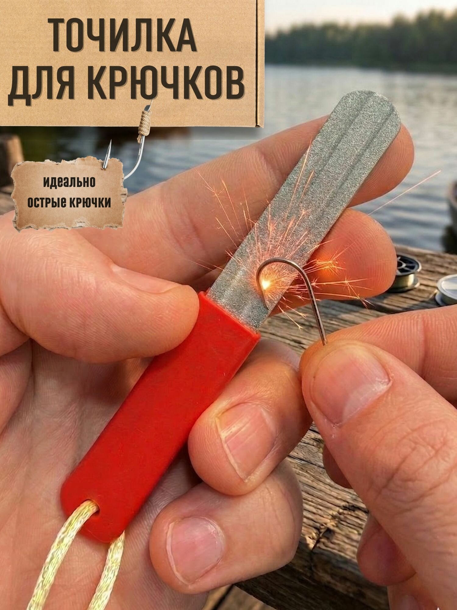 Точилка для крючков рыболовных алмазная, точило для заточки рыболовных крючков