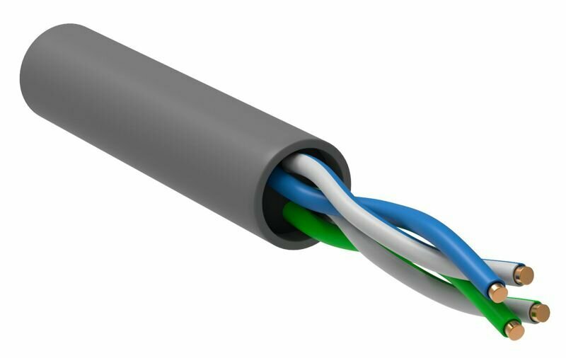 Кабель витая пара U/UTP кат.5E 2х2х0.52 PVC сер. РФ/С (уп.305м) ITK LC1-C5E02-111-S-P-R