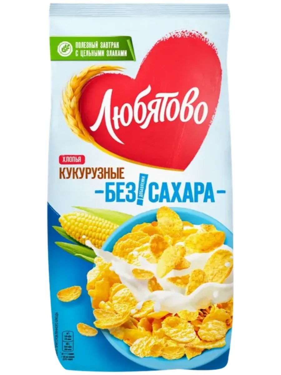 Хлопья кукурузные Любятово, легкие, без сахара 270 г