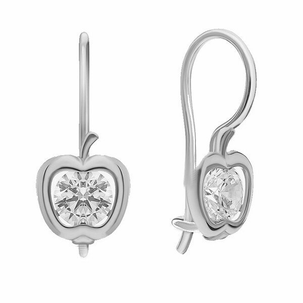 Серьги, серебро, 925 проба, родирование, фианит