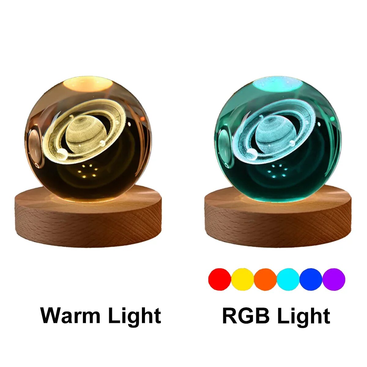 Ночник "Космос" RGB, хрустальный шар Saturn