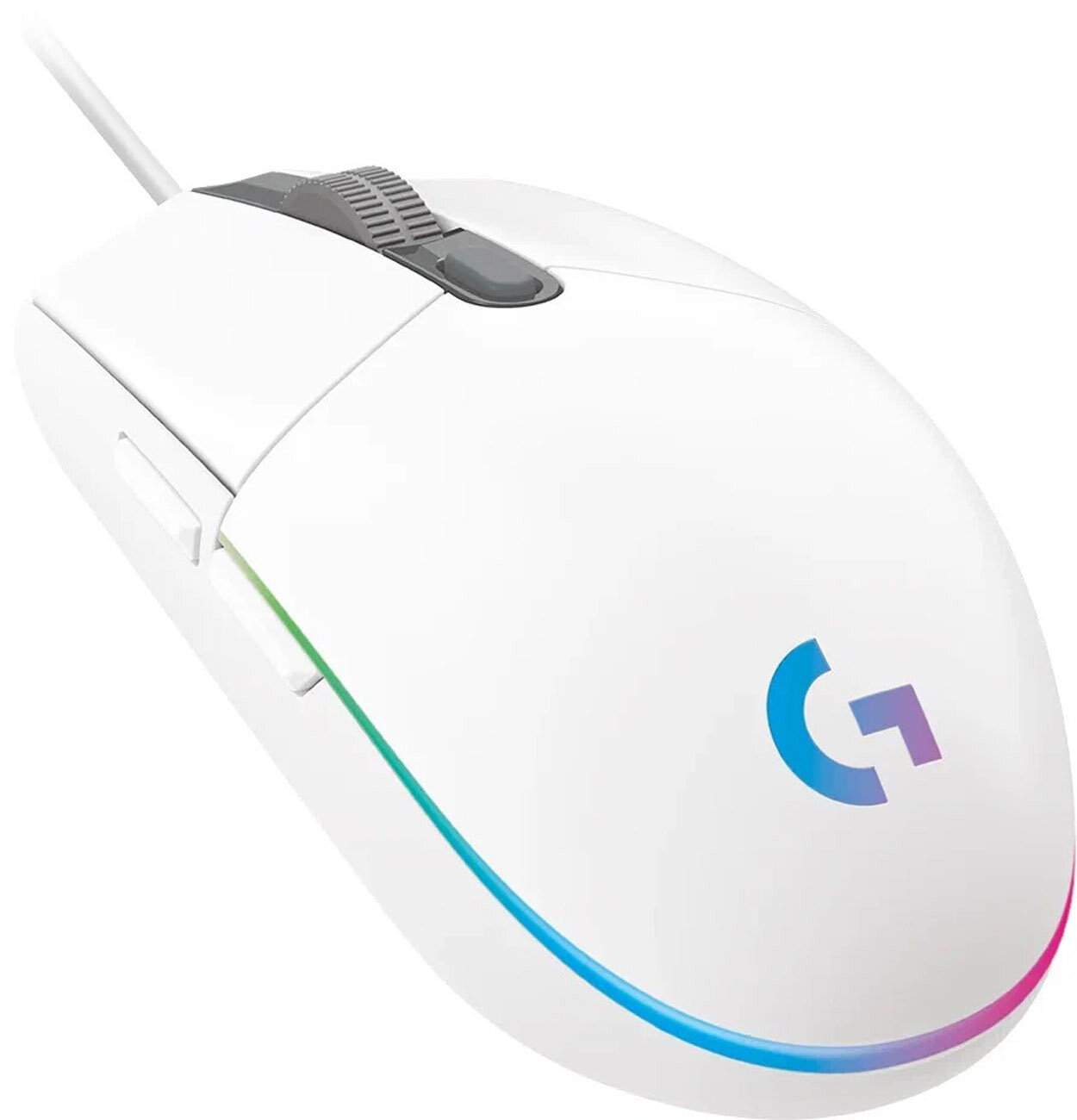 Мышь проводная Logitech G102 LightSync, игровая оптическая, USB, 8000dpi, белый (910-005809), ускорение 25G, 2,1м провод