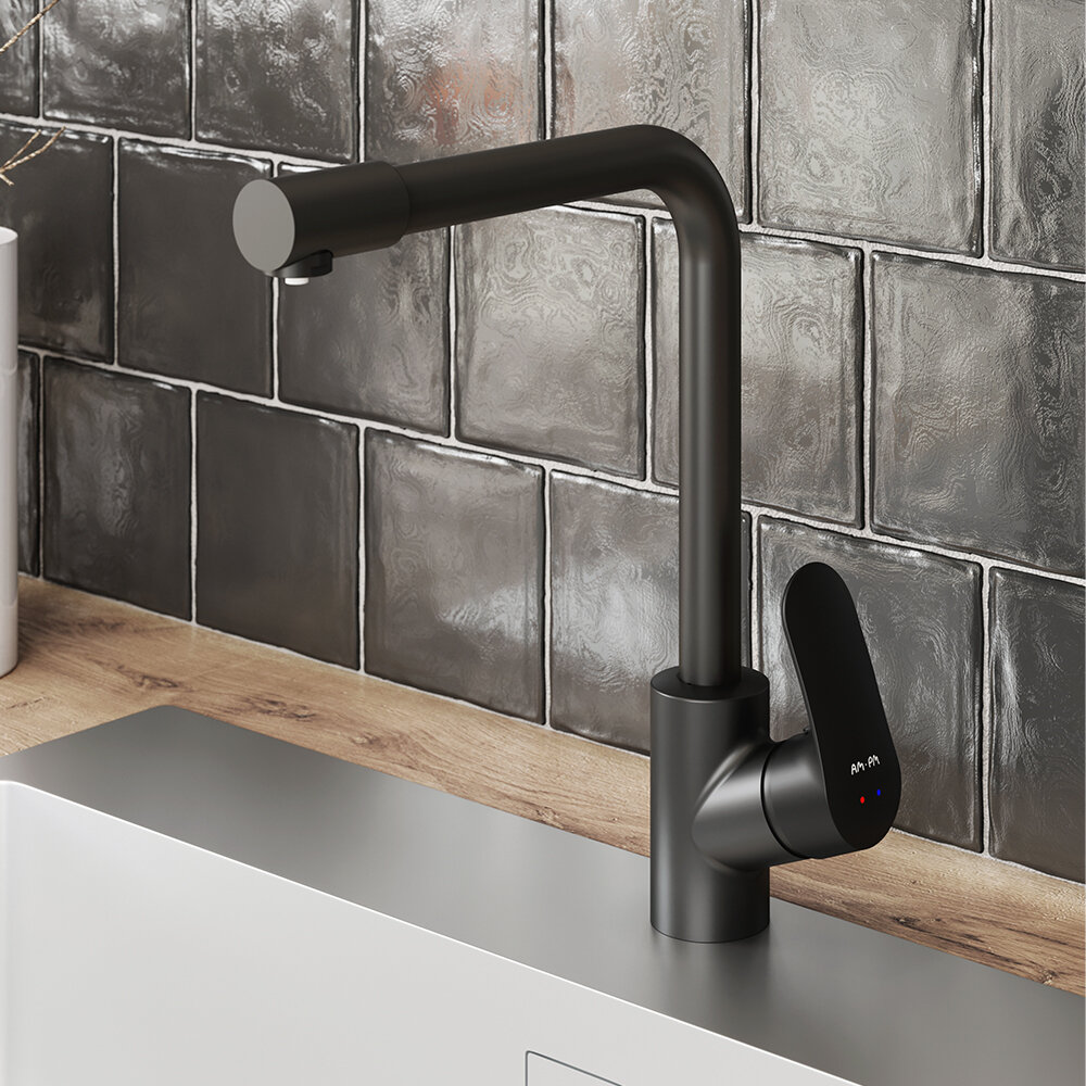 Смеситель для кухни с фильтром для питьевой воды Dorff F9505722 Prime New черный, L-излив, Германия, Гарантия 10 лет