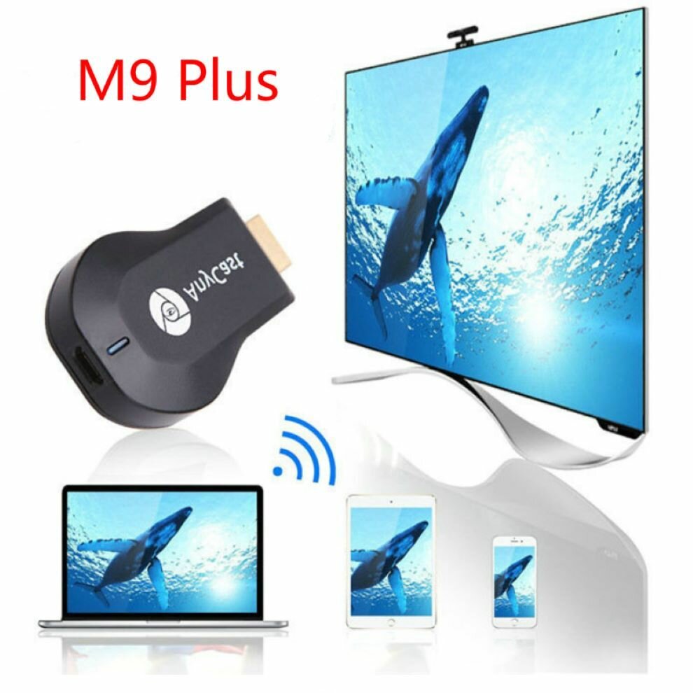Megix Медиаплеер Беспроводной Медиаплеер, Wi Fi адаптер ресивер AnyCAST M9 Plus, 1 ГБ, Wi-Fi, черный
